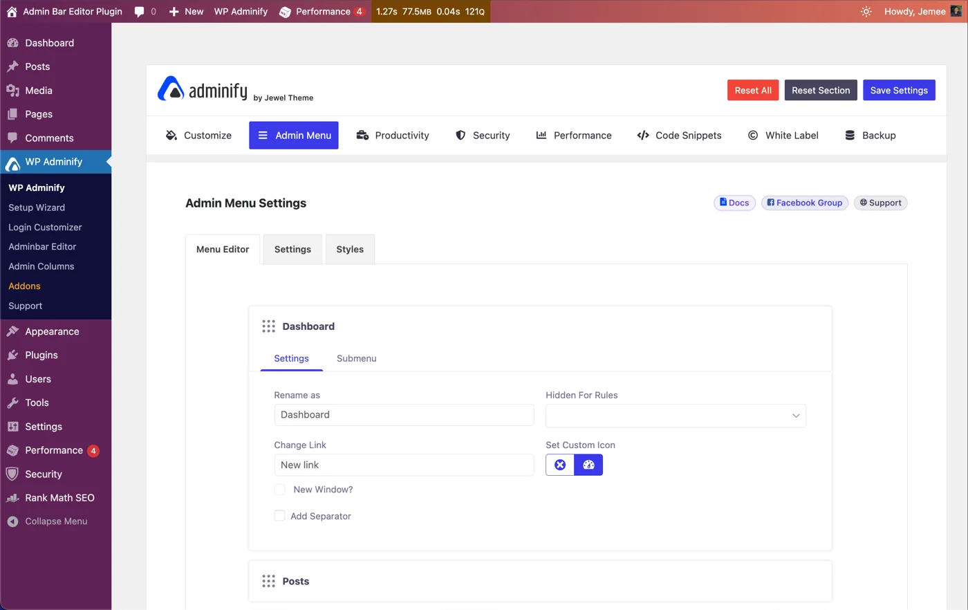 WordPress Admin Menu Editor to Organize Dashboard Items