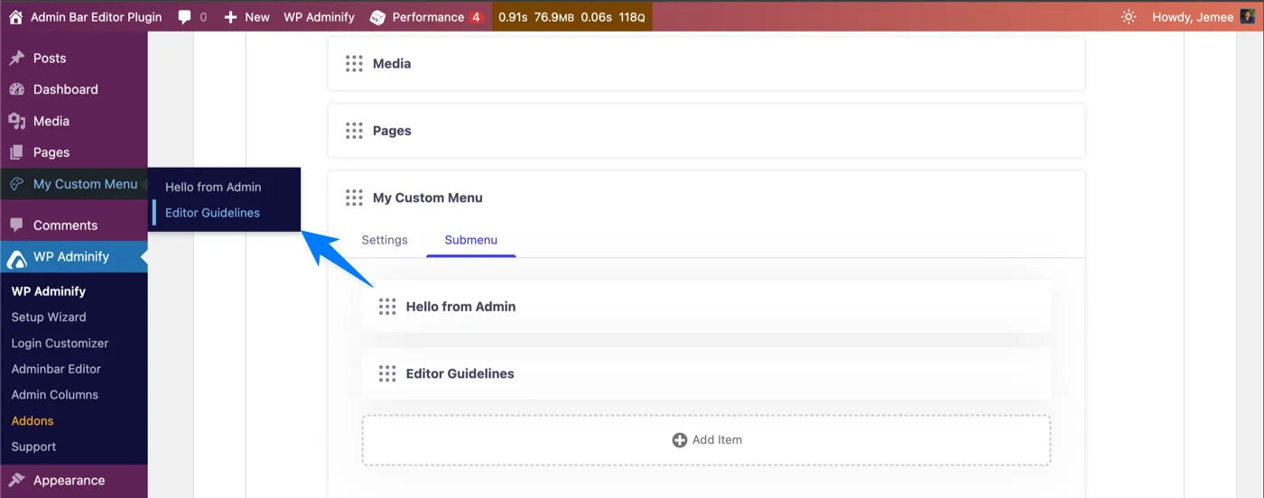 WordPress Admin Menu Editor to Organize Dashboard Items
