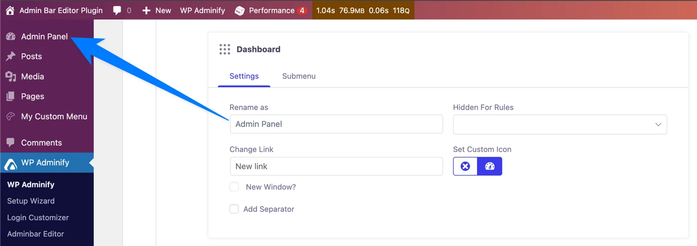 WordPress Admin Menu Editor to Organize Dashboard Items