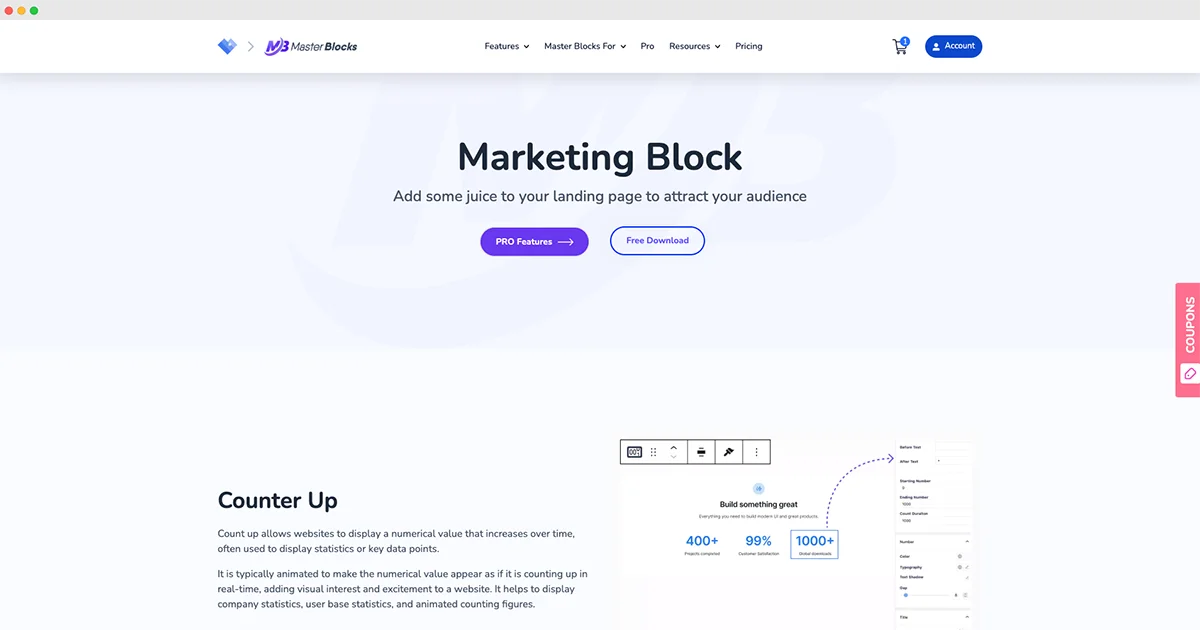 Marketing Block for Gutenberg Editor - Master Blocks