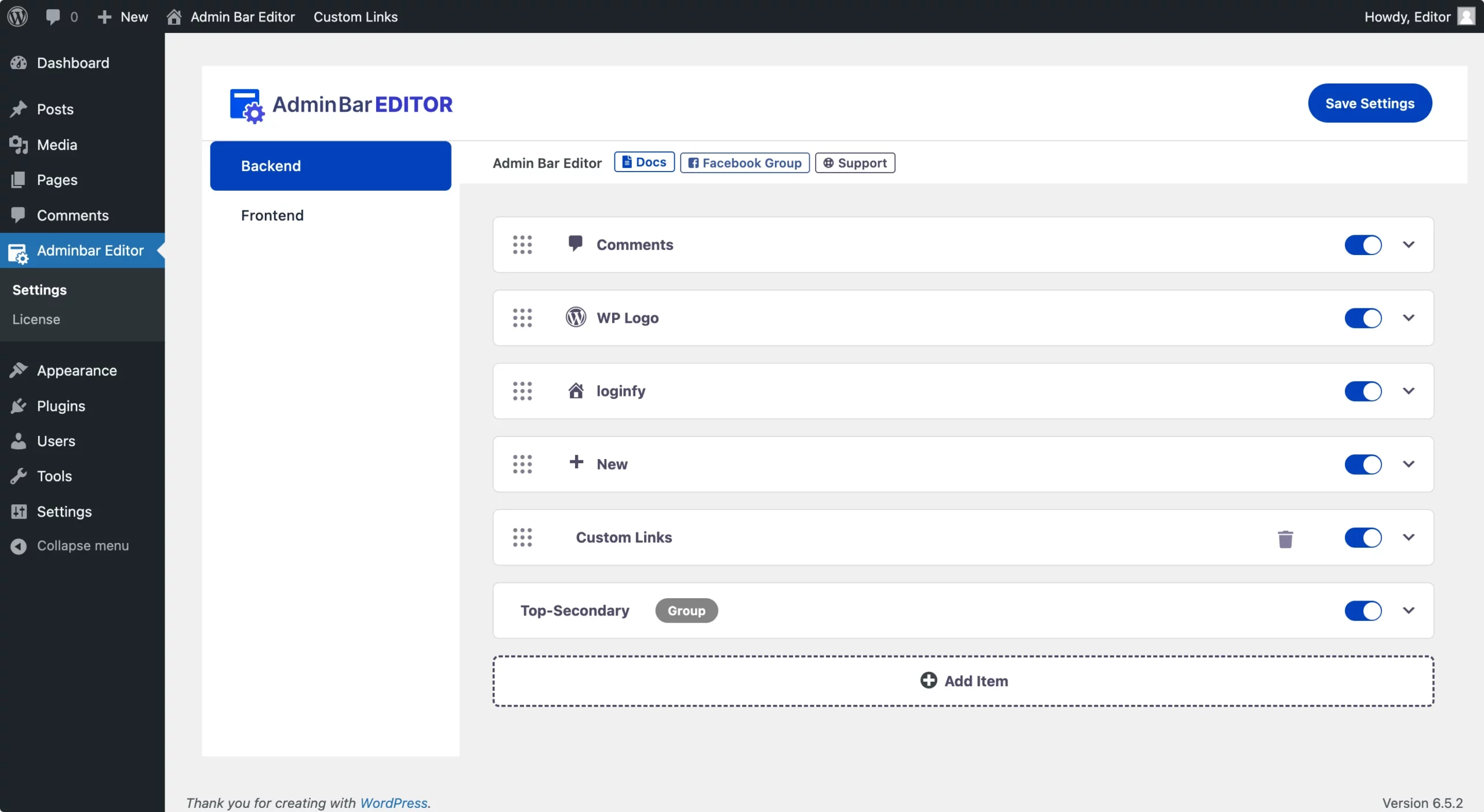 Best Wordpress Toolbar Editor Plugin Admin Bar Editor