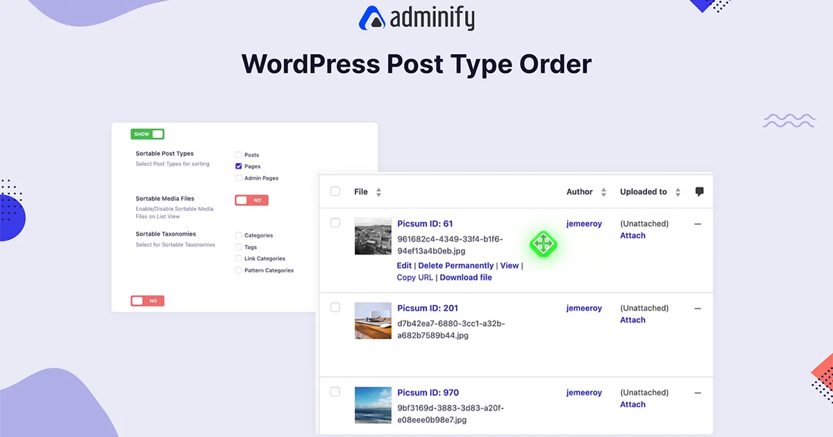 WordPress Post Type order plugin - WP Adminify