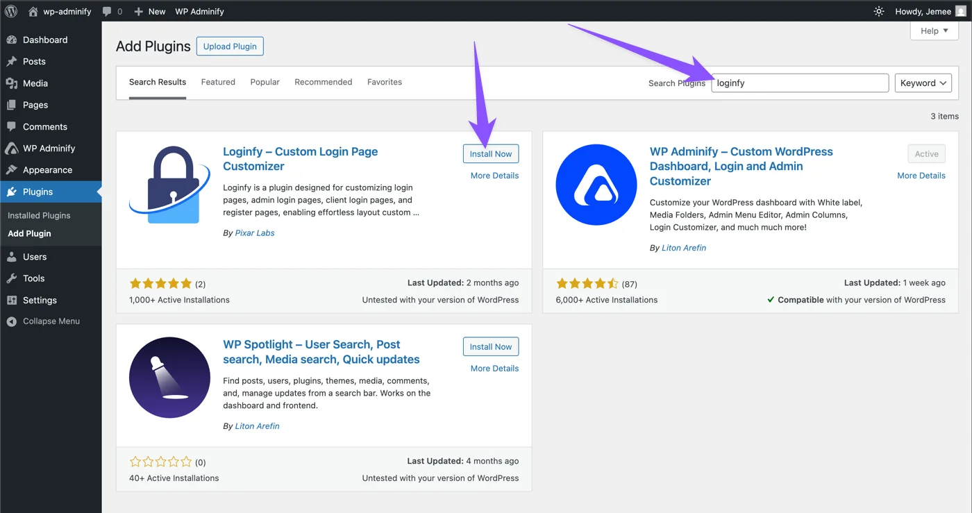 How to Install and Activate Loginfy Plugin? WP Adminify